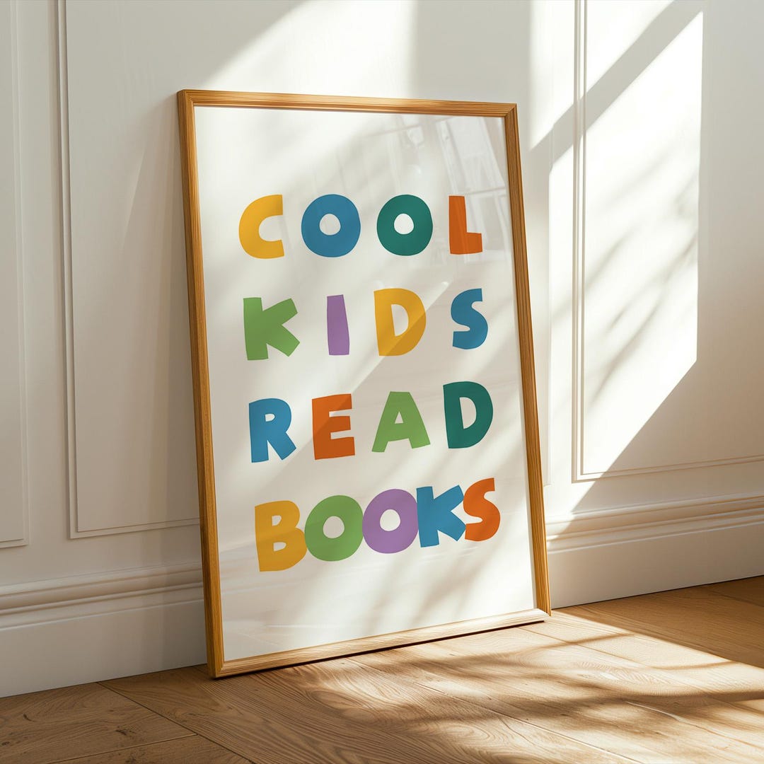 Cool Kids Read Books Wall Art Printable Reading Poster for Kids Room ...