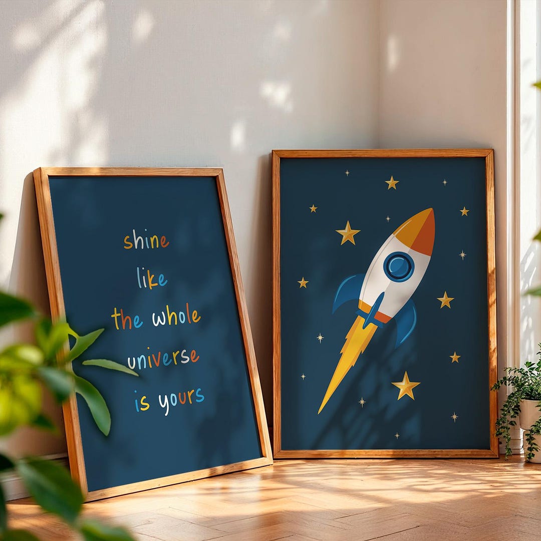 Rocket Ship Nursery Print, Space Theme Wall Art (digital Download) - Etsy