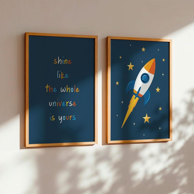 Rocket Ship Nursery Print, Space Theme Wall Art (digital Download) - Etsy