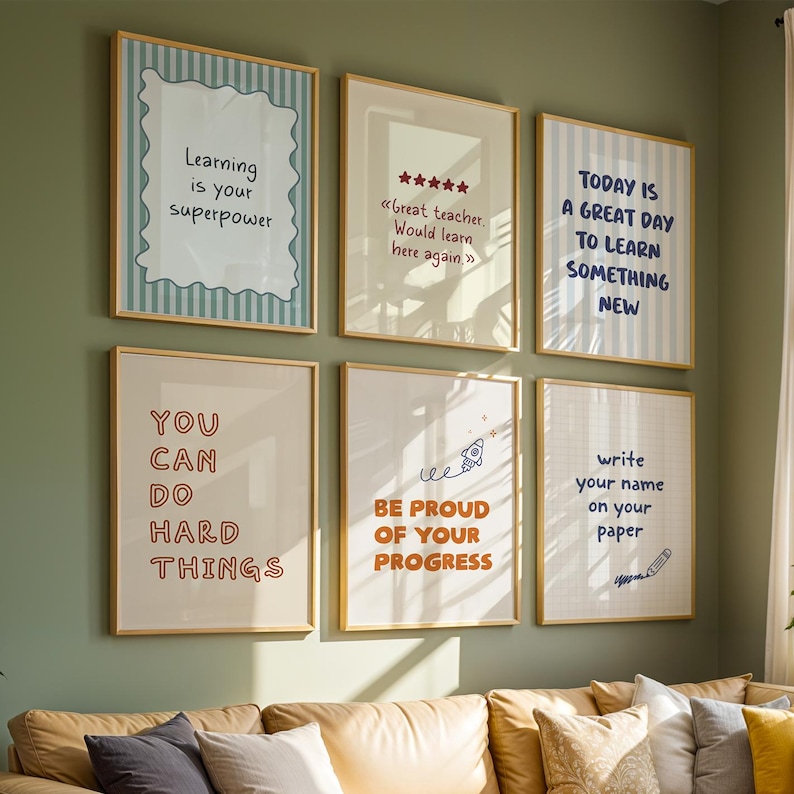 Classroom Posters Bundle of 6 Motivational Wall Art for Teachers ...
