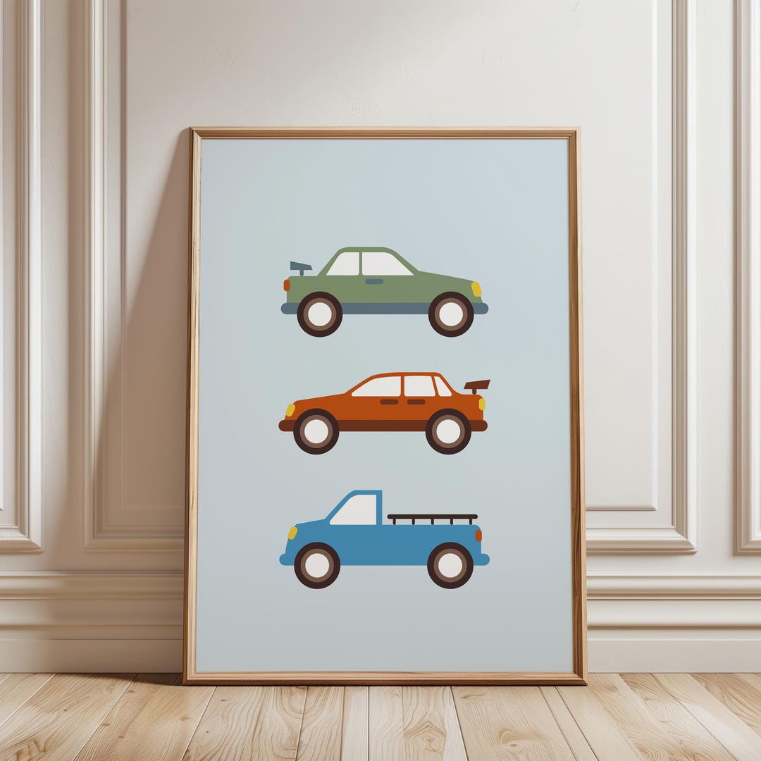 Transportation Wall Art Kids Room Cars Print for Boys Nursery Vehicle ...