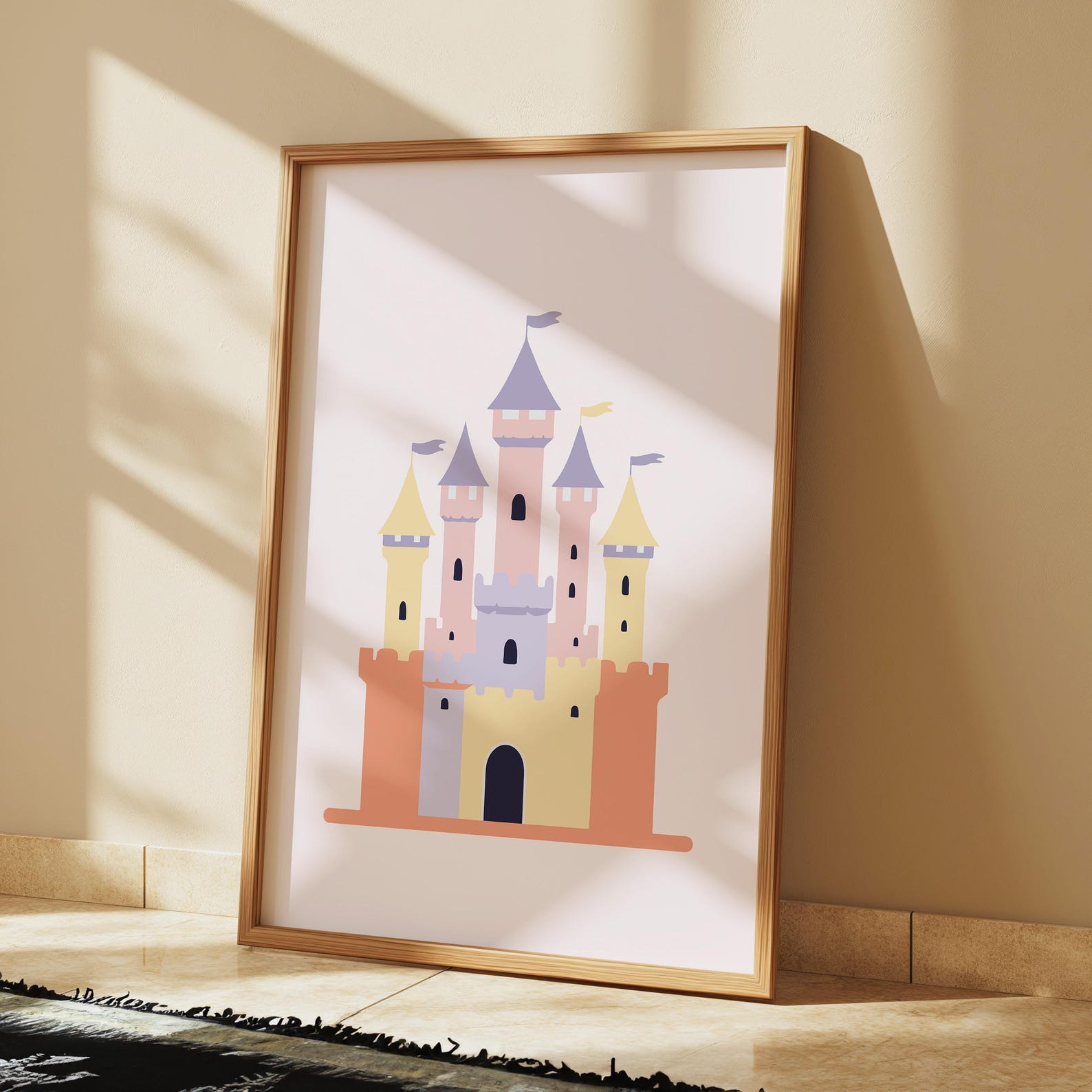 Fairy Tale Castle Wall Art for Girls Room Princess Castle Print Pastel ...