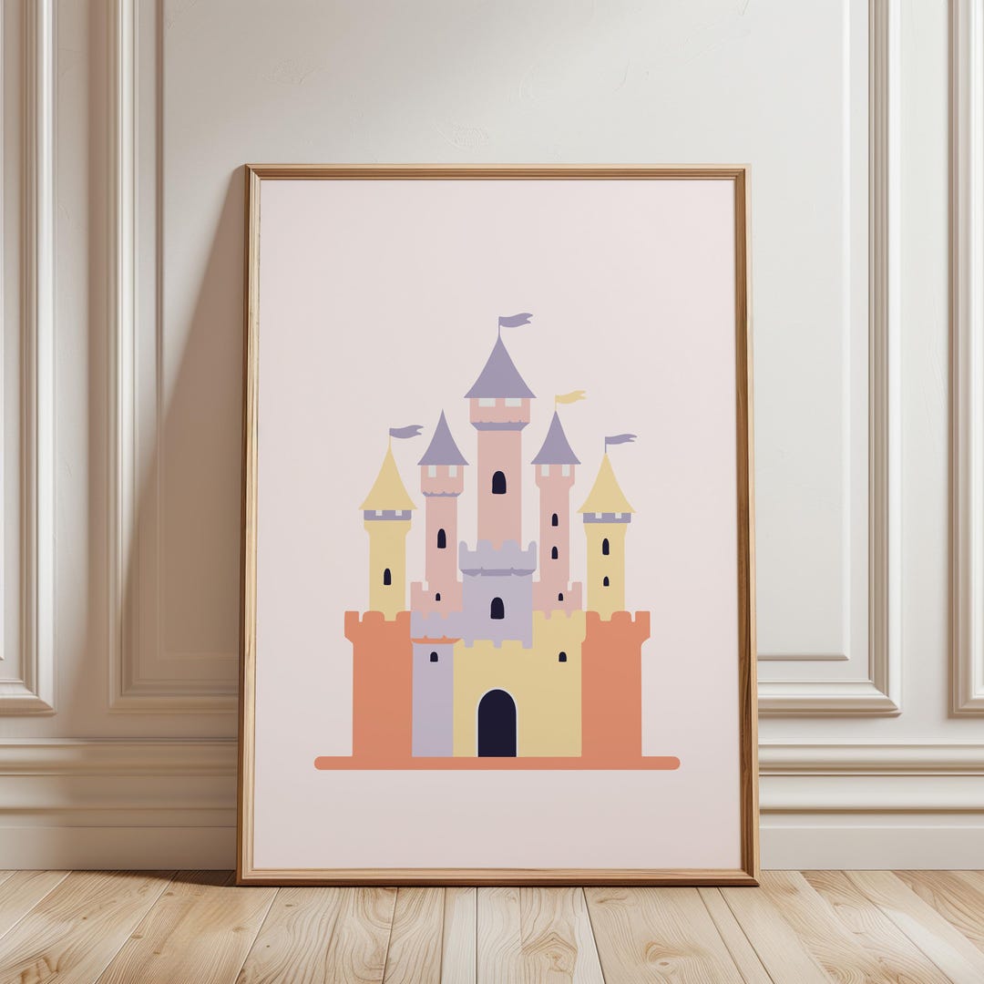 Fairy Tale Castle Wall Art for Girls Room Princess Castle Print Pastel ...