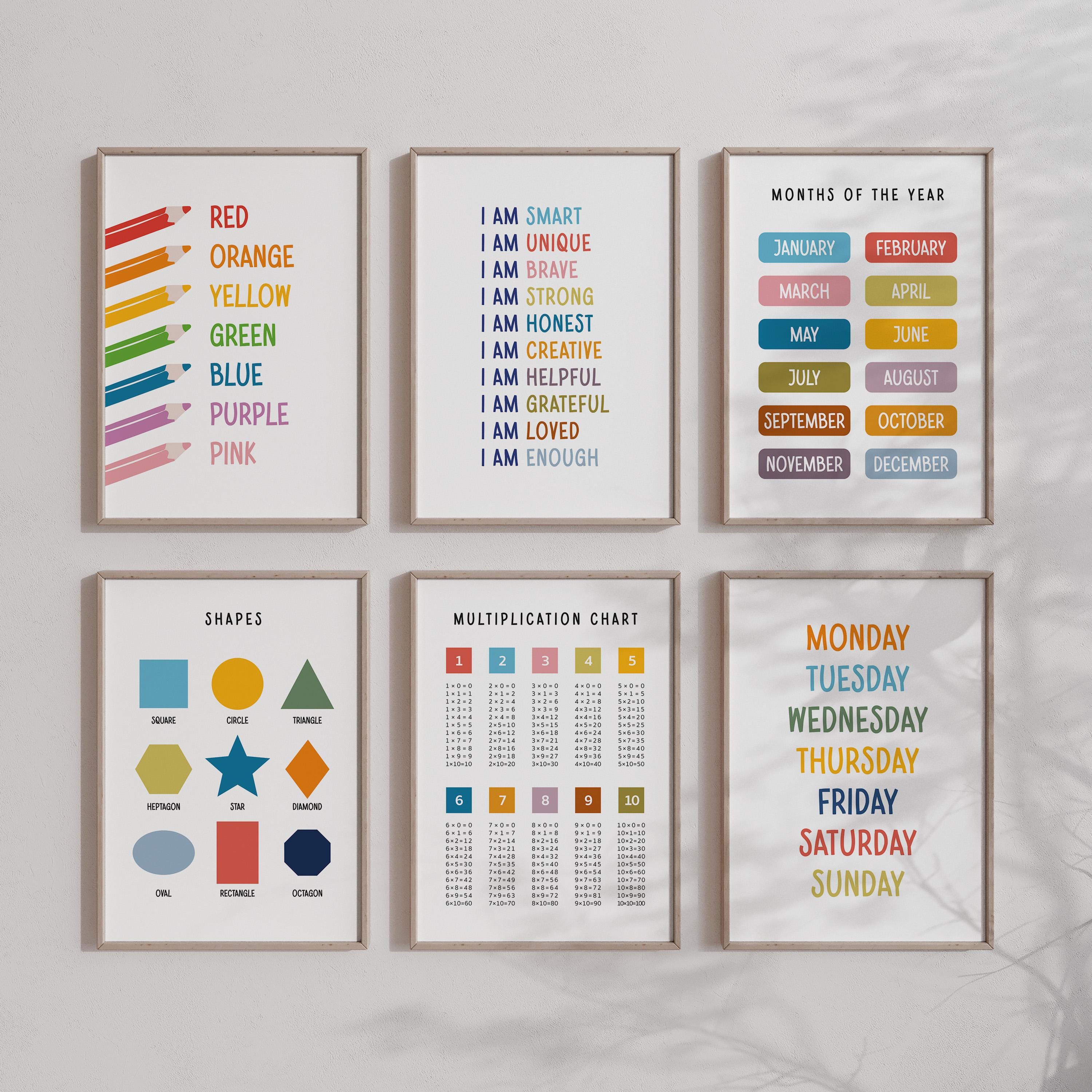 Classroom Poster Set of 20 Educational Prints for Preschool Learning ...