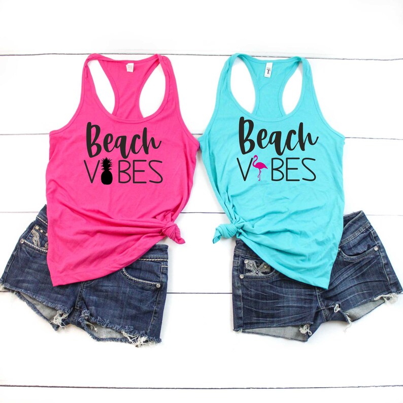 Beach Vibes Tank Top Cute Beach Shirts Summer Tanks for - Etsy