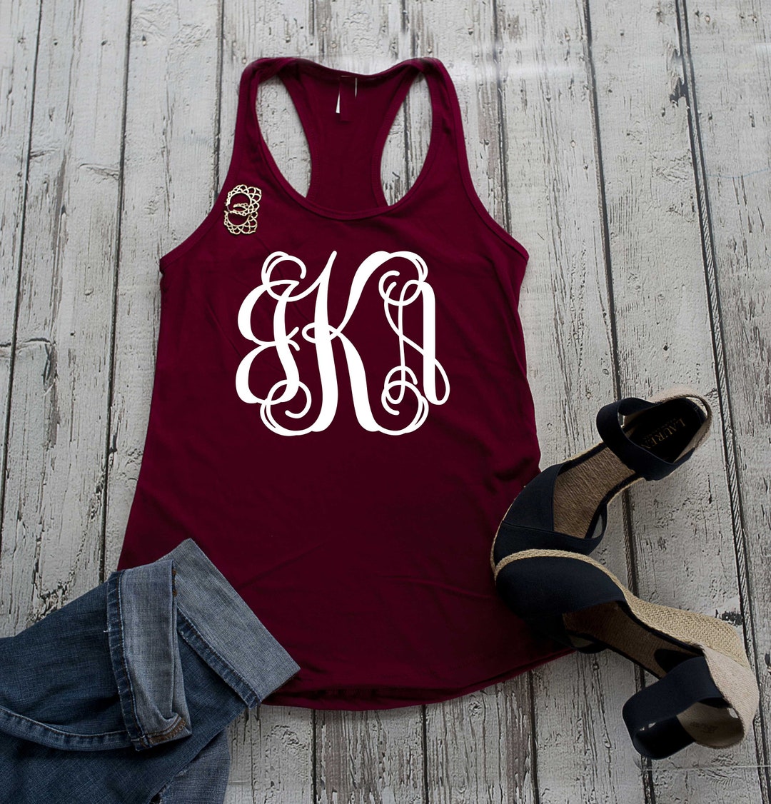 Vines Monogram Tank - Bridesmaid Gifts - Custom Monogram Shirt - Cute ...
