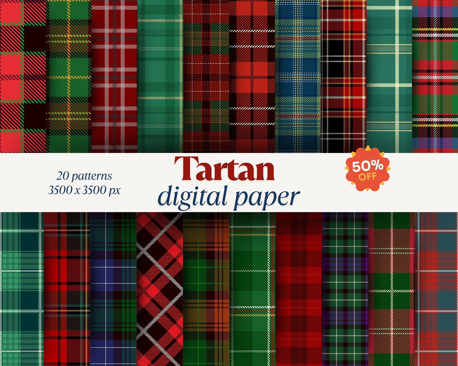 Tartan Digital Paper Set – Classic Seamless Plaid Patterns for ...