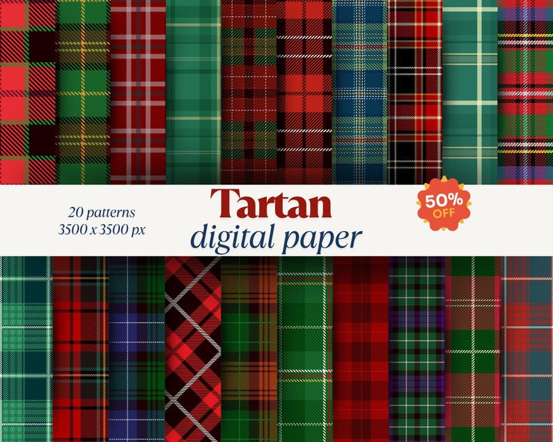 Tartan Digital Paper Set – Classic Seamless Plaid Patterns for ...