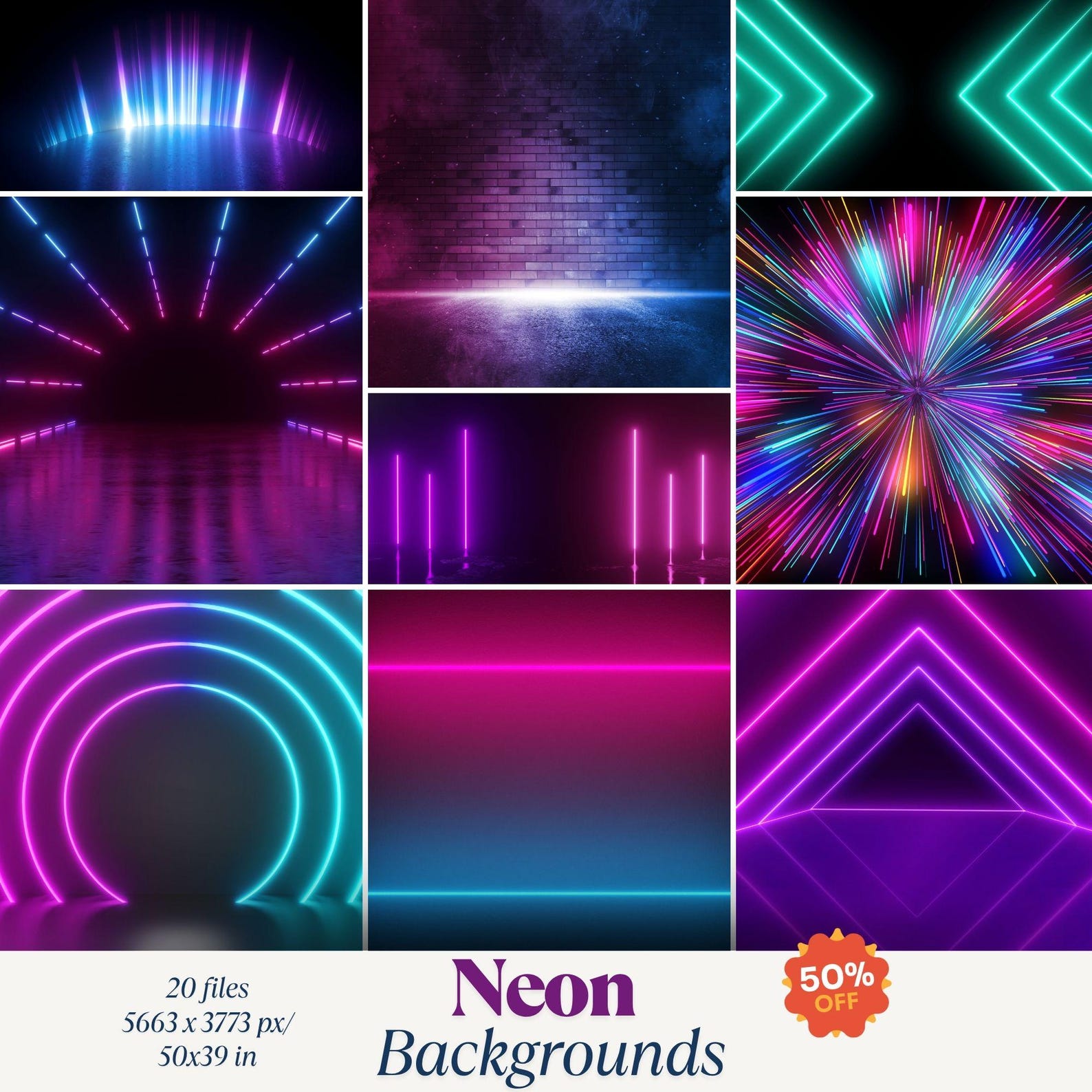 Neon Digital Paper Pack: Glowing Sport & Gaming Backgrounds (digital ...