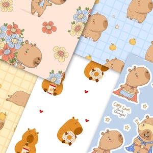 Kawaii Capybara Digital Paper Pack: Seamless Patterns (12" X 12") - Etsy