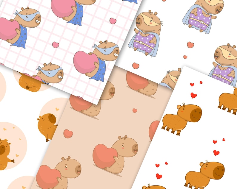 Kawaii Capybara Digital Paper Pack: Seamless Patterns (12" X 12") - Etsy