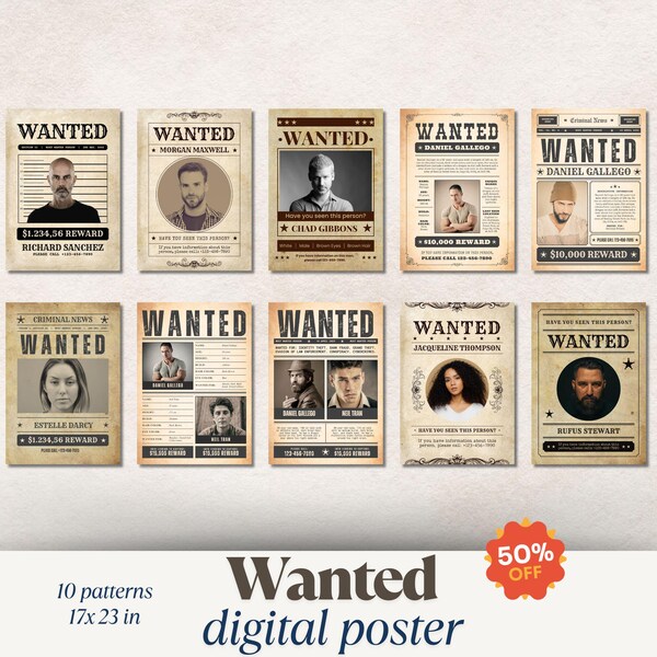 Wanted Dead or Alive Posters - Etsy