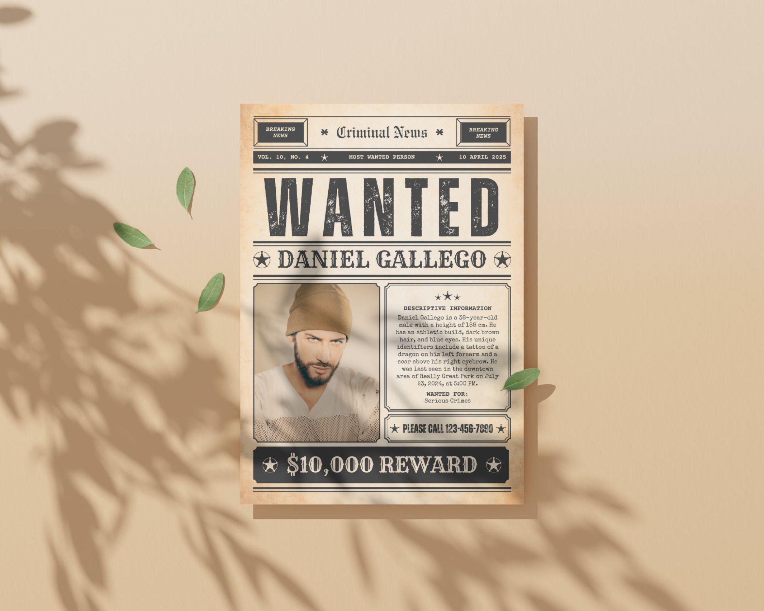 10 Digital Wanted Posters, Western Cowboy Rodeo Vibes With Old Paper ...