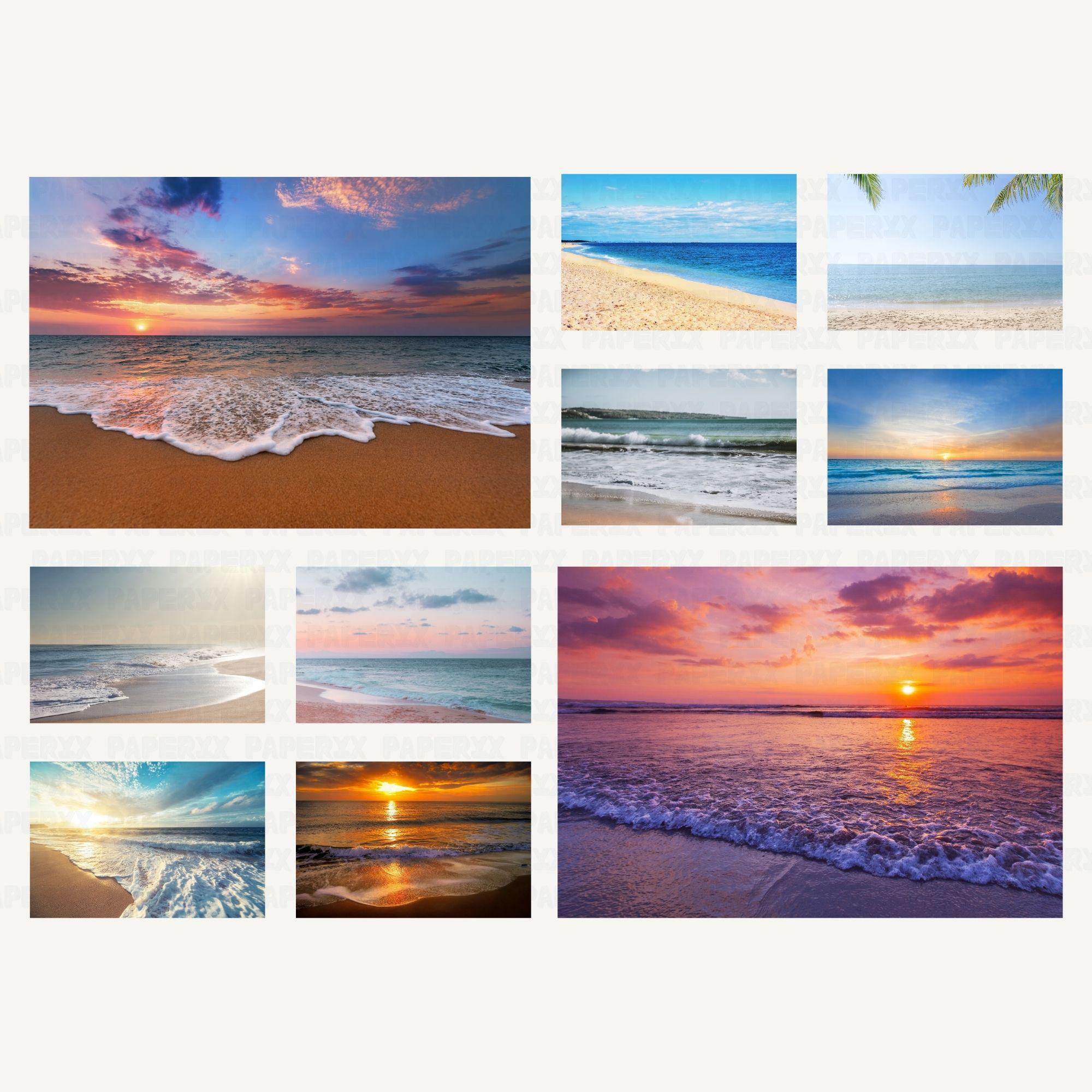 Pastel Beach Sunset Digital Backdrop: Dreamy Coastal Photography ...