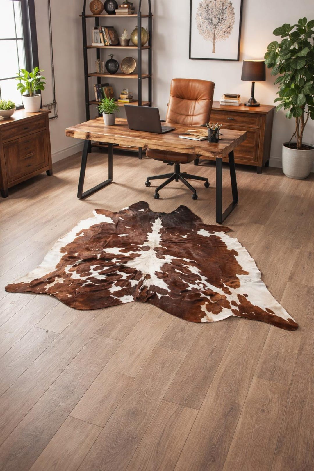Genuine Brazilian Cowhide Rug | Tricolor Hair-on Leather Hide | Elegant ...