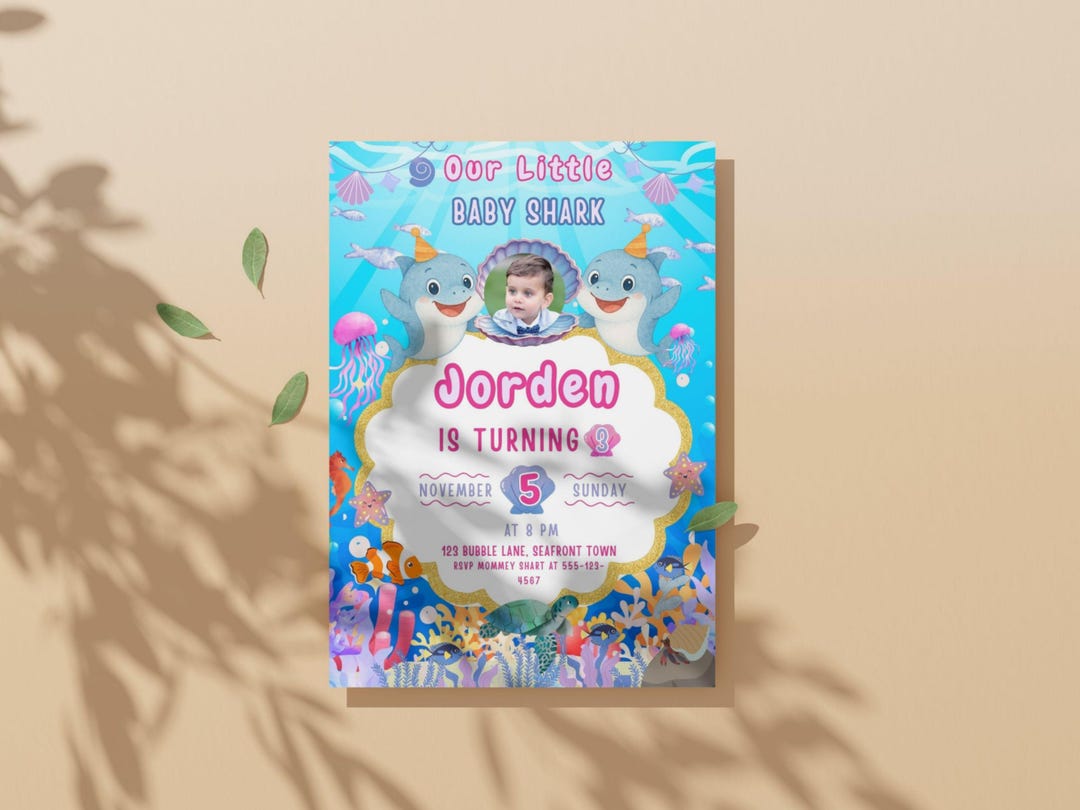 Editable Baby Shark Birthday Invitation | Baby Shark Party Invite for ...