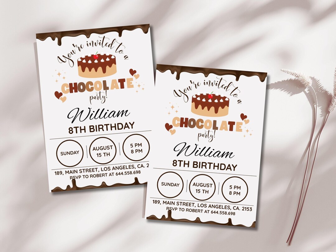 Decadent Chocolate Party Invitation Template| Kids Chocolate Party ...