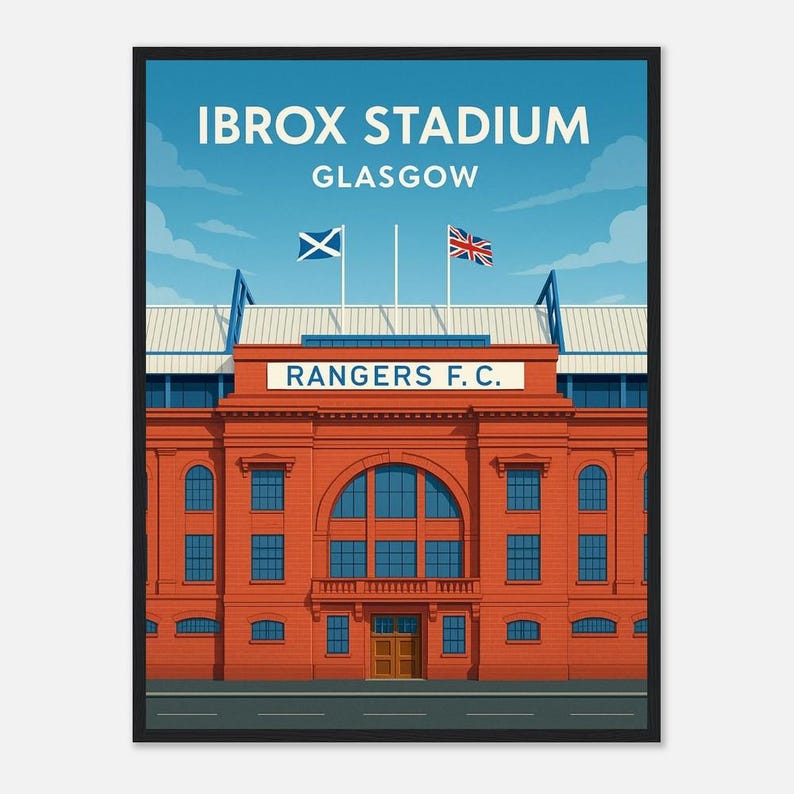 Ibrox Stadium Print, Rangers Inspired Poster, Football Stadium Prints ...