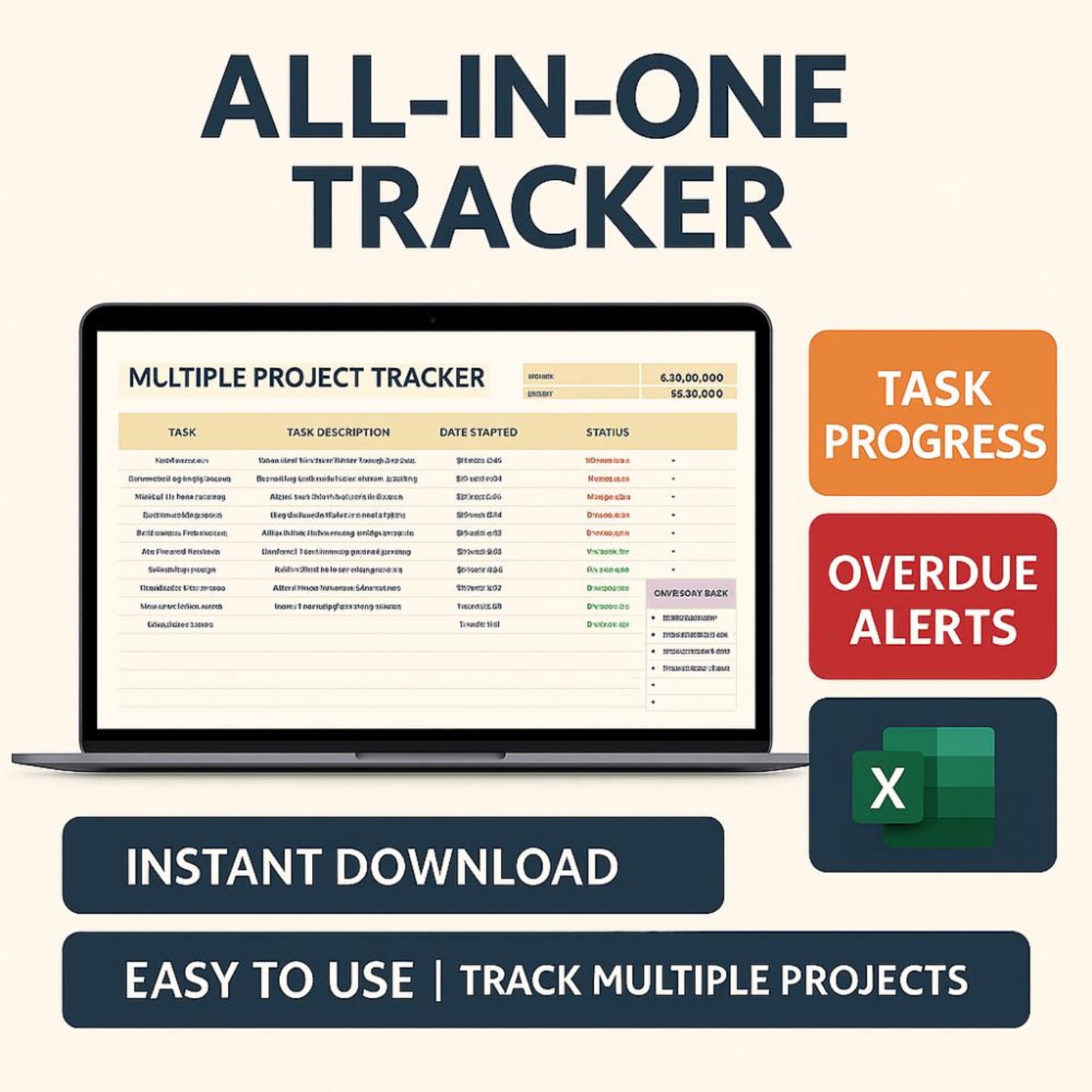 Multiple Project Task Tracker Excel Sheets | Project Management, Cost ...
