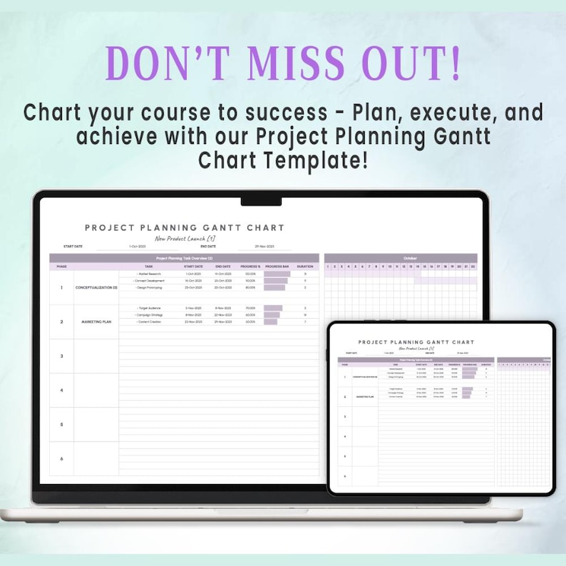 Project Planning Gantt Chart Excel & Google Sheets | Timeline Planner ...
