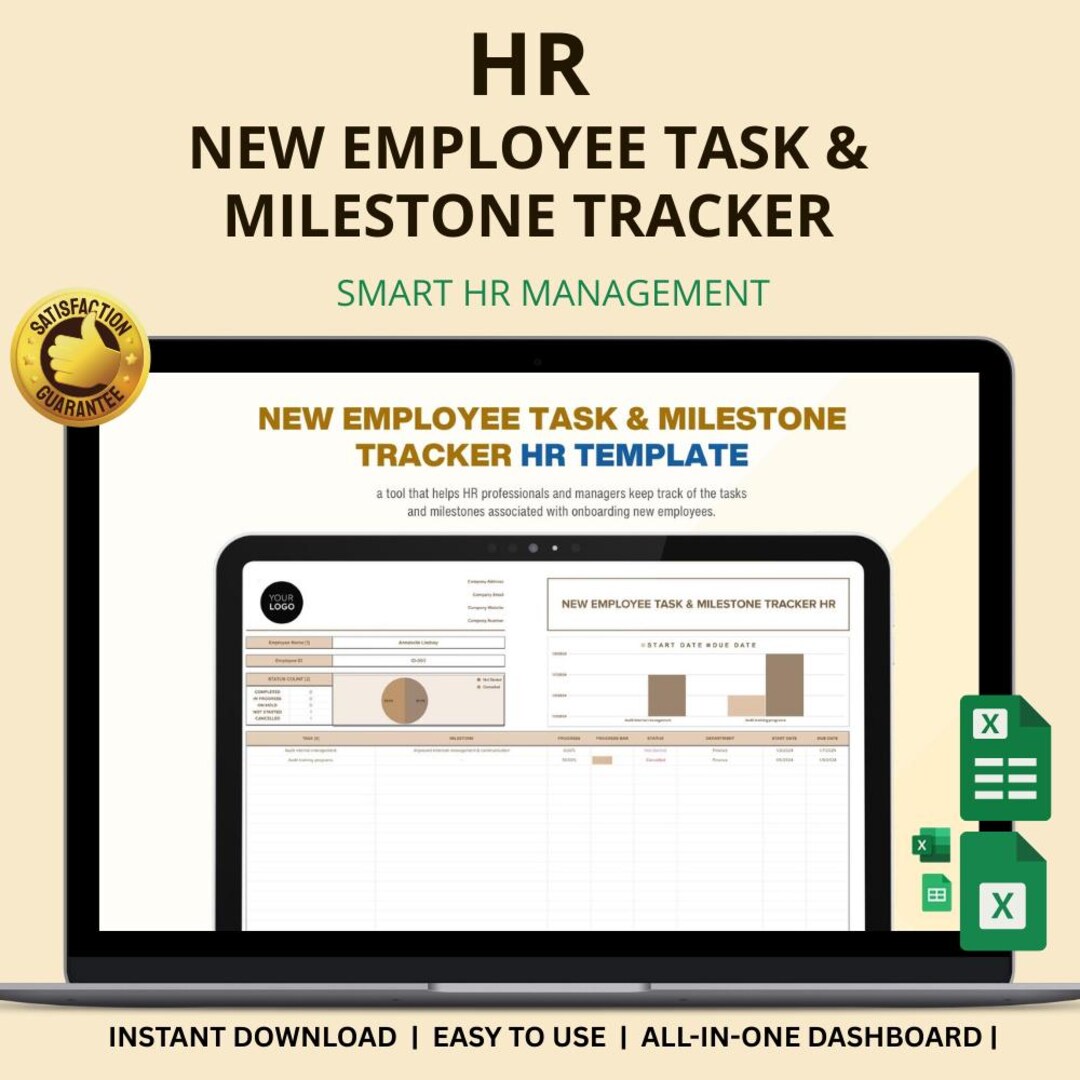 New Employee Task & Milestone Tracker Excel, Google Sheets: HR ...