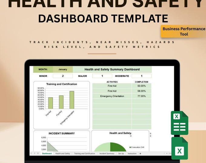 Workplace Safety Dashboard: Excel & Google Sheets HSE Tracker - Etsy