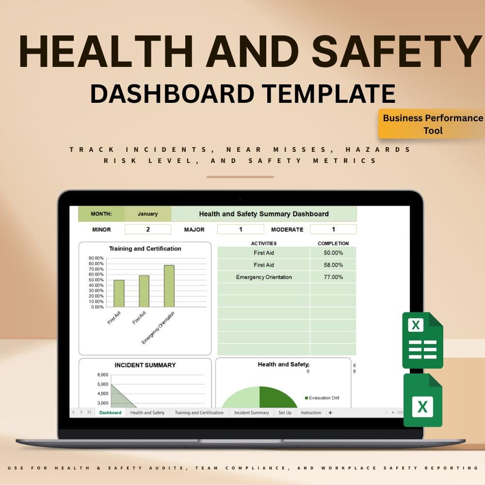 Workplace Safety Dashboard: Excel & Google Sheets HSE Tracker - Etsy