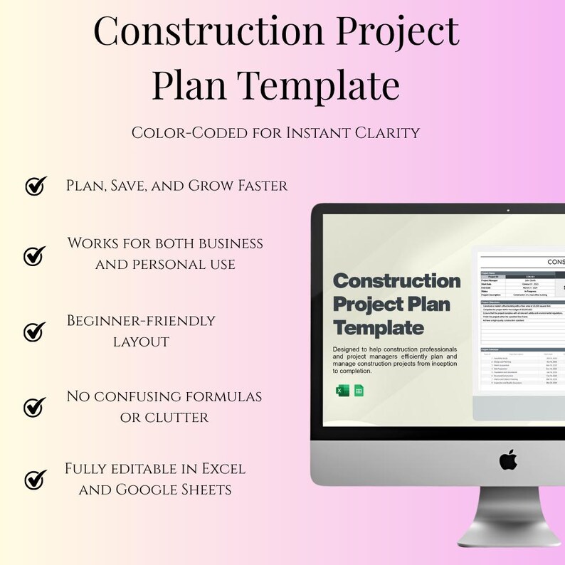 Construction Project Planner Excel | Contractor Timeline & Budget ...