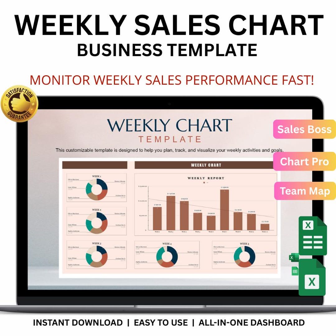 Weekly Sales Chart Template Excel & Google Sheets: Track Agent ...