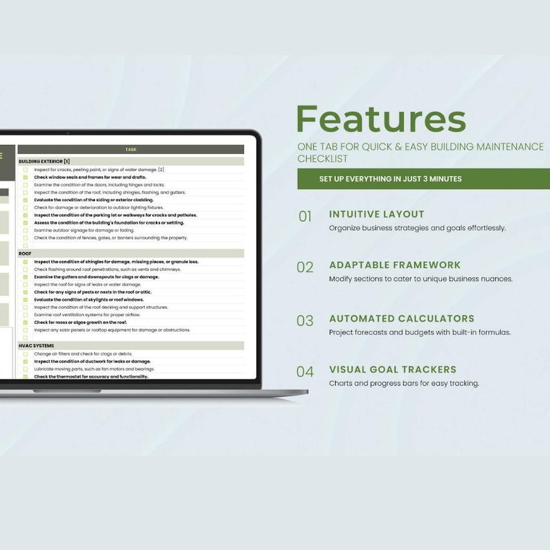 Building Maintenance Checklist Template Excel & Google Sheets: Track ...