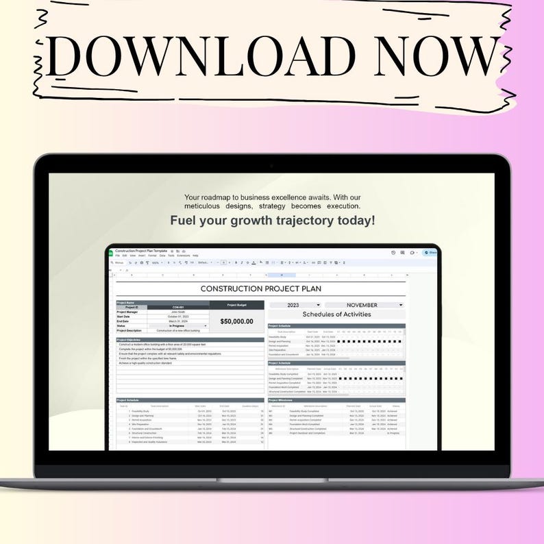 Construction Project Planner Excel | Contractor Timeline & Budget ...