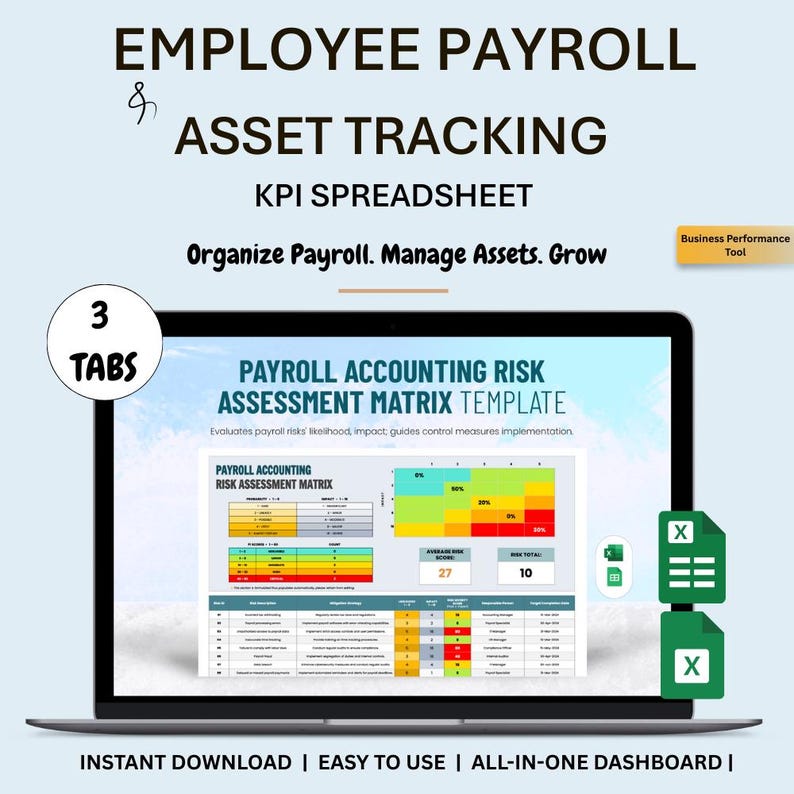 Payroll Risk Assessment Matrix | Excel & Google Sheets Template - Etsy