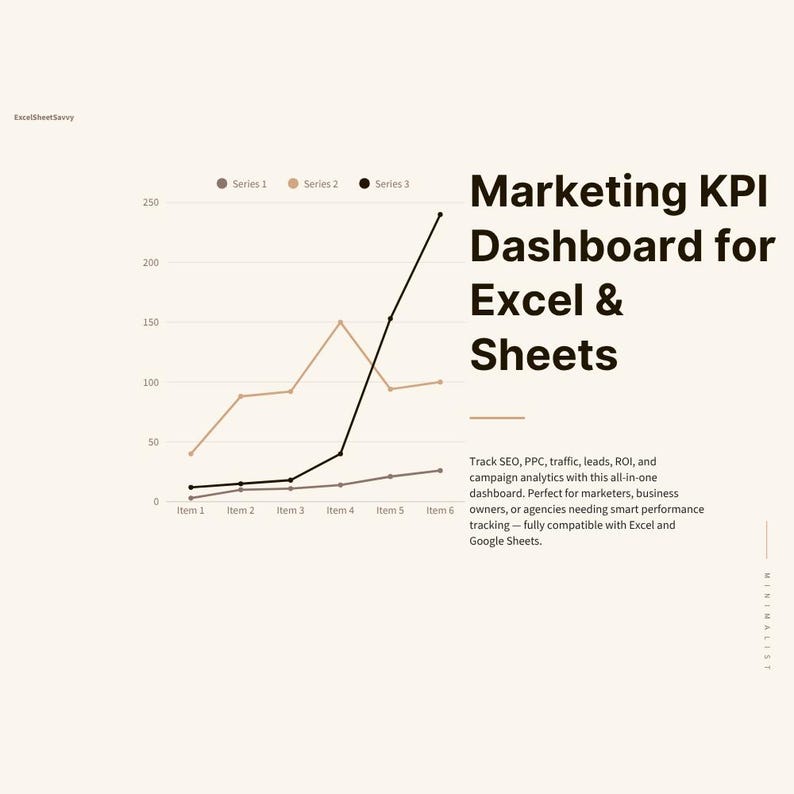 Marketing KPI Dashboard: Excel & Google Sheets Campaign Tracker - Etsy