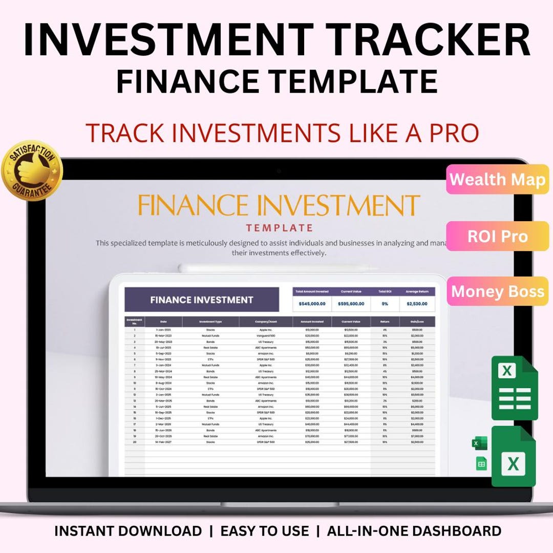 Investment Tracker Template Excel & Google Sheets | Finance Portfolio ...