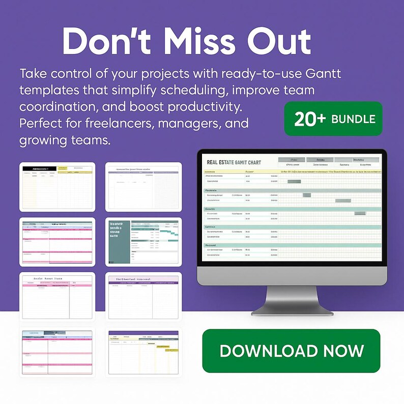 20+ Gantt Chart Templates Bundle Excel & Google Sheets | Project ...