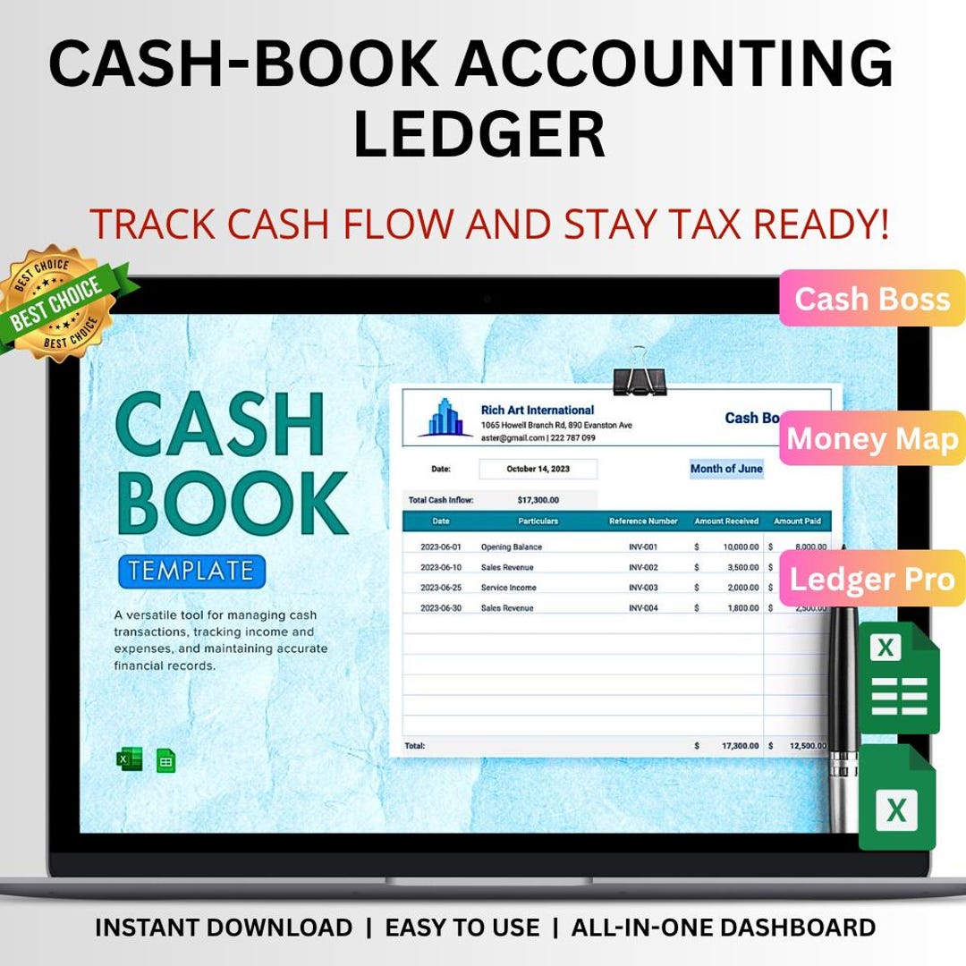 Cash Book Template Excel & Google Sheets | Debit, Credit and Small ...