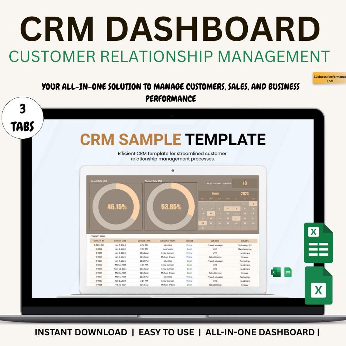 CRM Dashboard Excel Template | Customer Relationship Management | Sales ...
