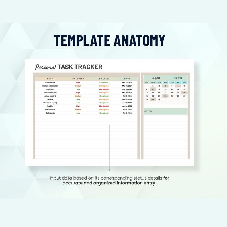 Personal Task Tracker Template Excel & Google Sheets: Organize Daily ...