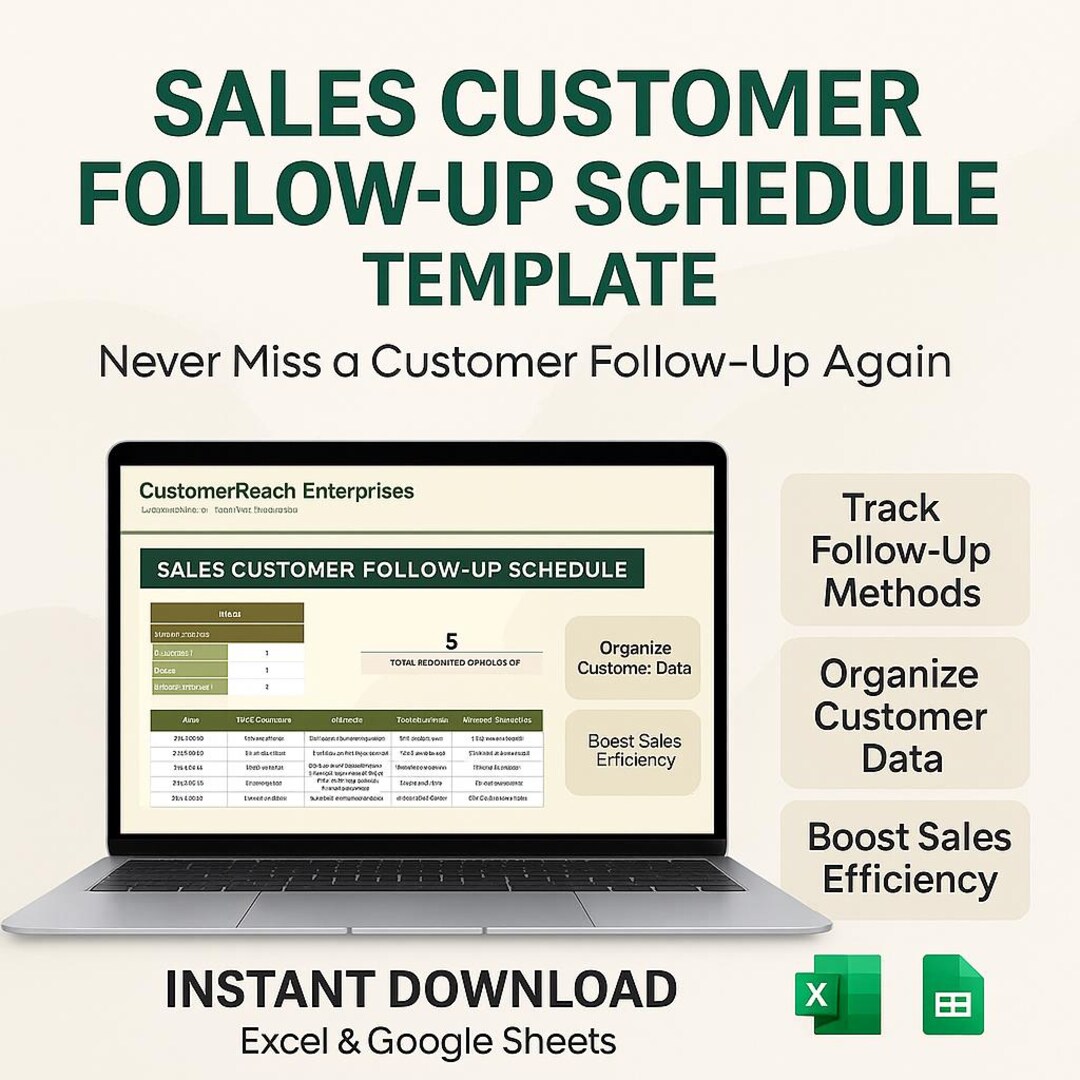 Sales Customer Follow-up Schedule Template Excel & Google Sheets: Track ...