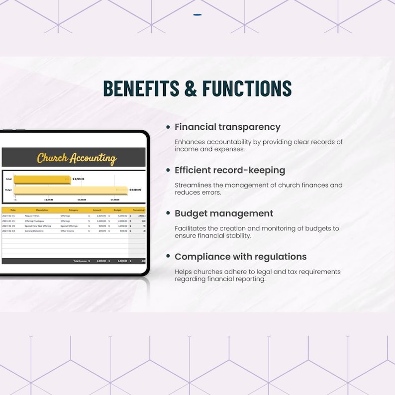 Church Accounting Template Excel and Google Sheets: Track Donations ...