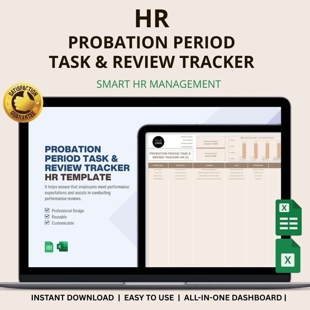 Probation Period Task & Review Tracker Excel and Google Sheets: HR ...
