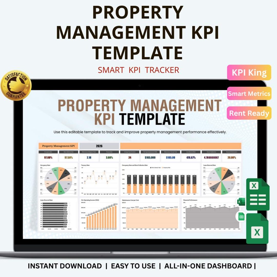 Property Management KPI Template Excel & Google Sheets: Track Metrics ...
