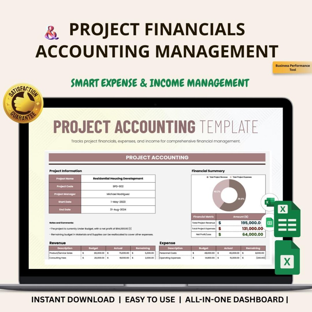 Project Accounting Template Excel & Google Sheets: Track Costs, Budgets ...