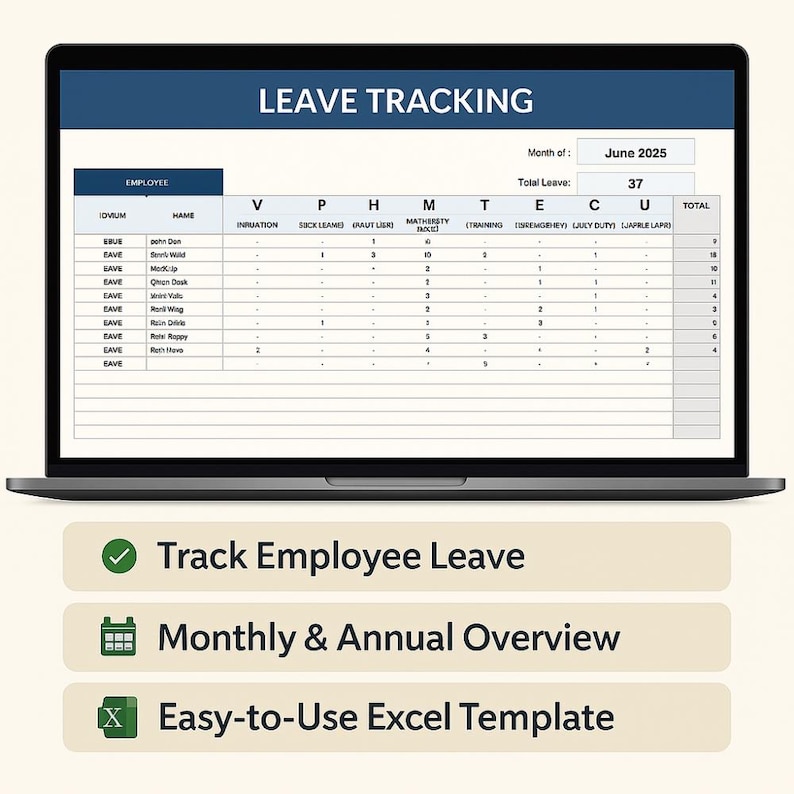 Leave Tracker Template Excel & Google Sheets | Employee Leave, Vacation ...