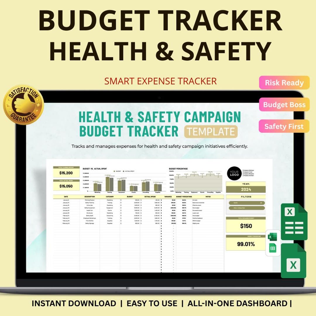 Health & Safety Campaign Budget Tracker Excel and Google Sheets: Plan ...