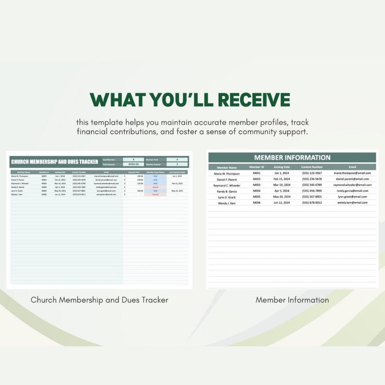 Church Membership & Dues Tracker Excel, Google Sheets: Manage Members ...
