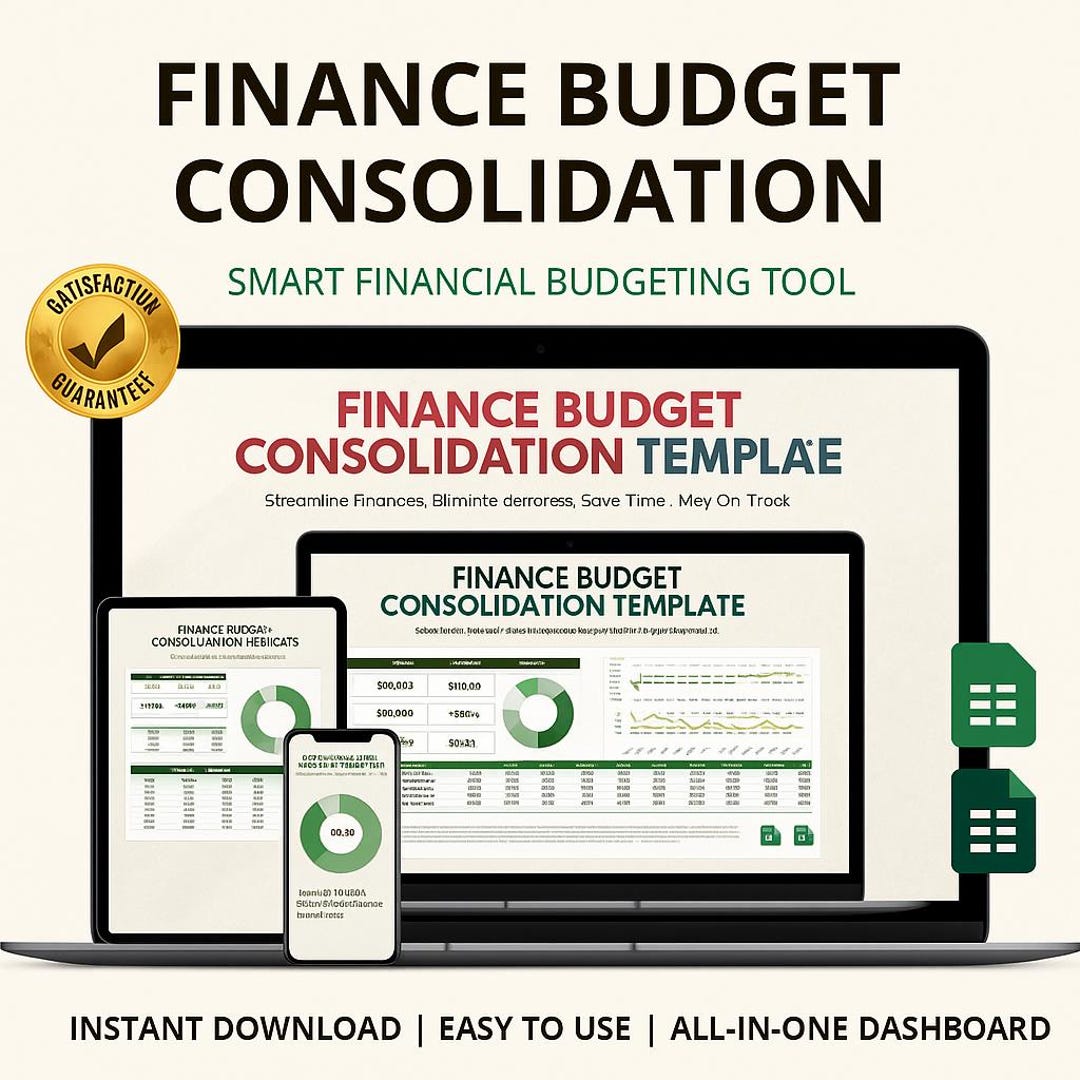 Finance Budget Consolidation Template Excel & Google Sheets: Combine ...