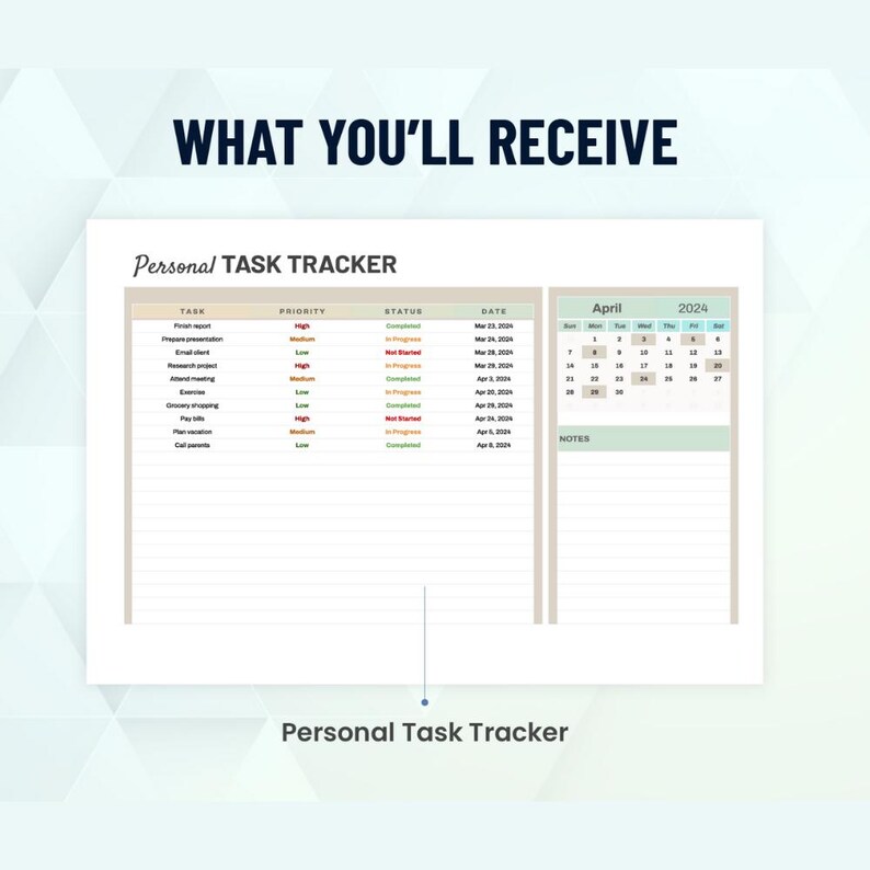 Personal Task Tracker Template Excel & Google Sheets: Organize Daily ...