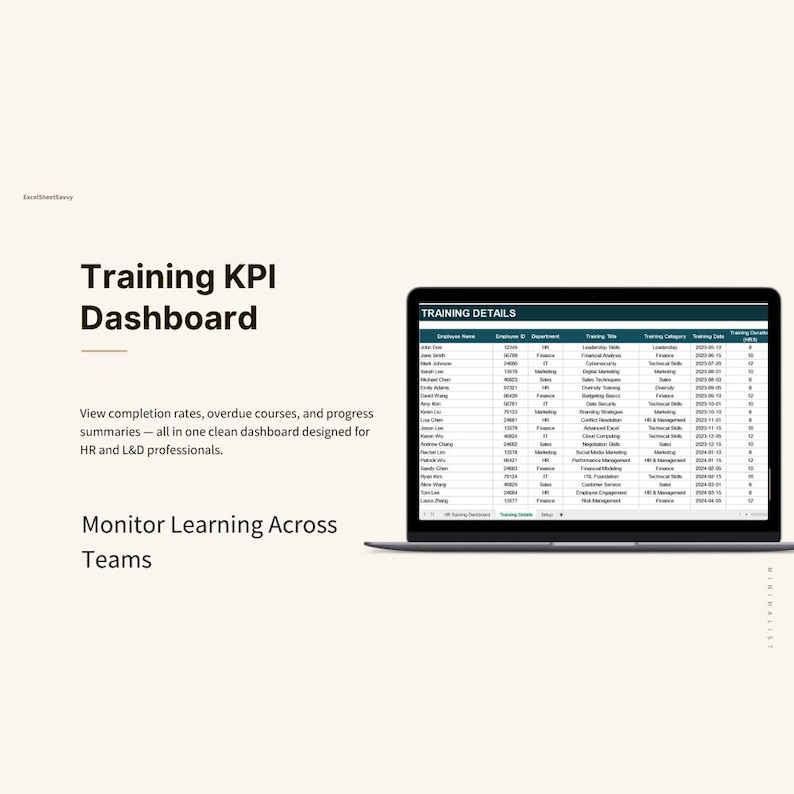 HR Training Dashboard Template: Employee Skills Tracker (excel & Google Sheets) - Etsy