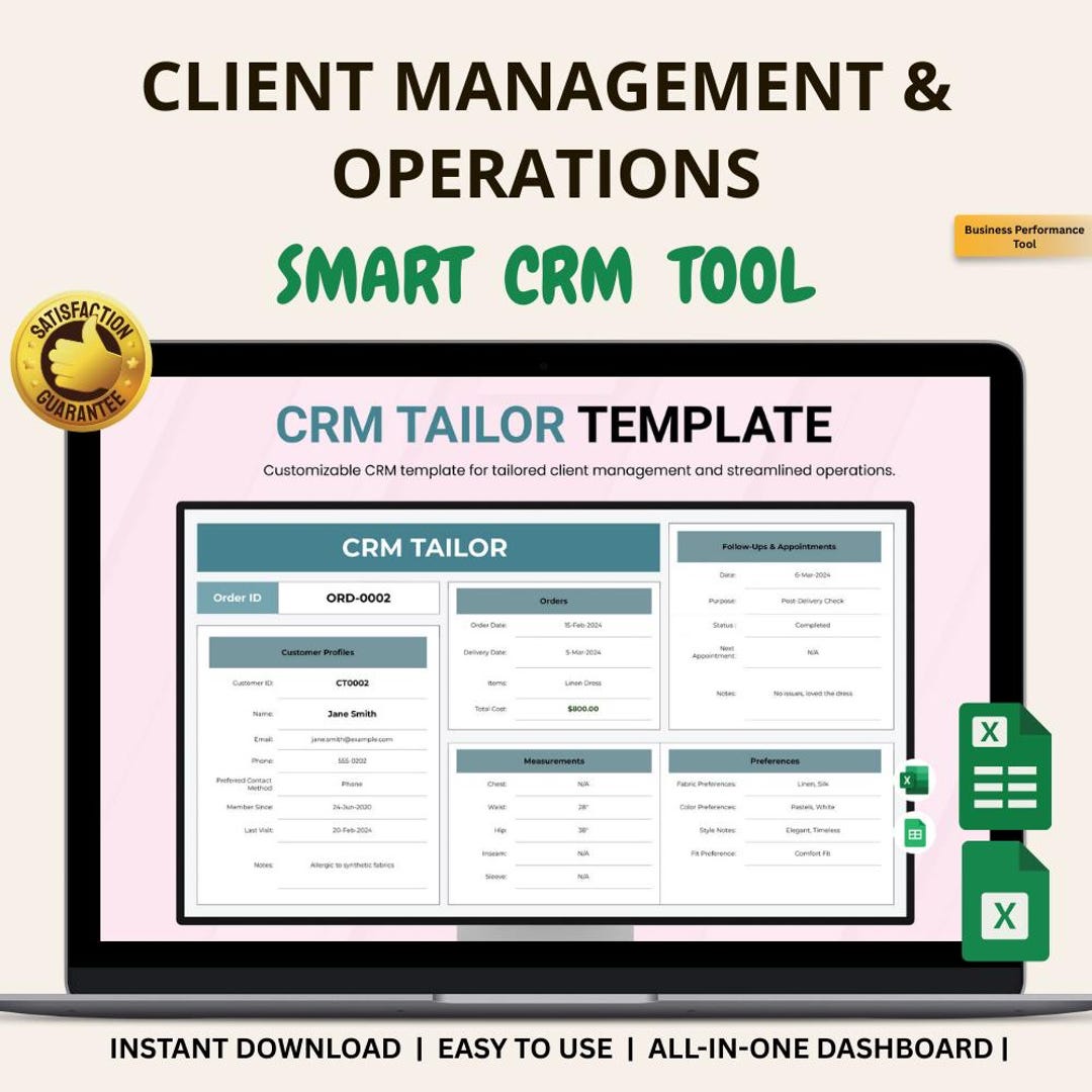 CRM Tailor Template Excel & Google Sheets: Stop Losing Clients to ...